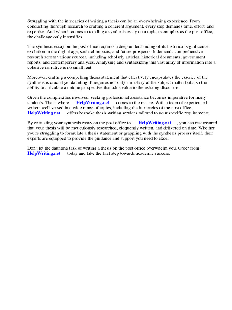 Synthesis Essay Post Office | PDF