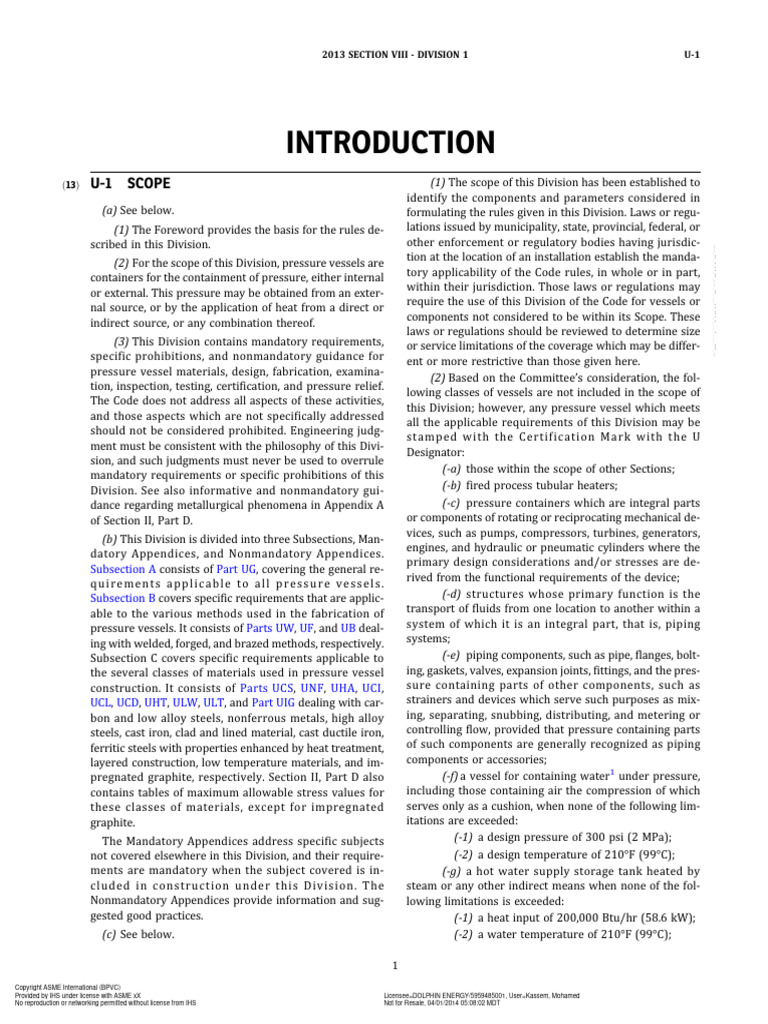 ASME VIII Div 1-2013 | PDF | Pipe (Fluid Conveyance) | Screw