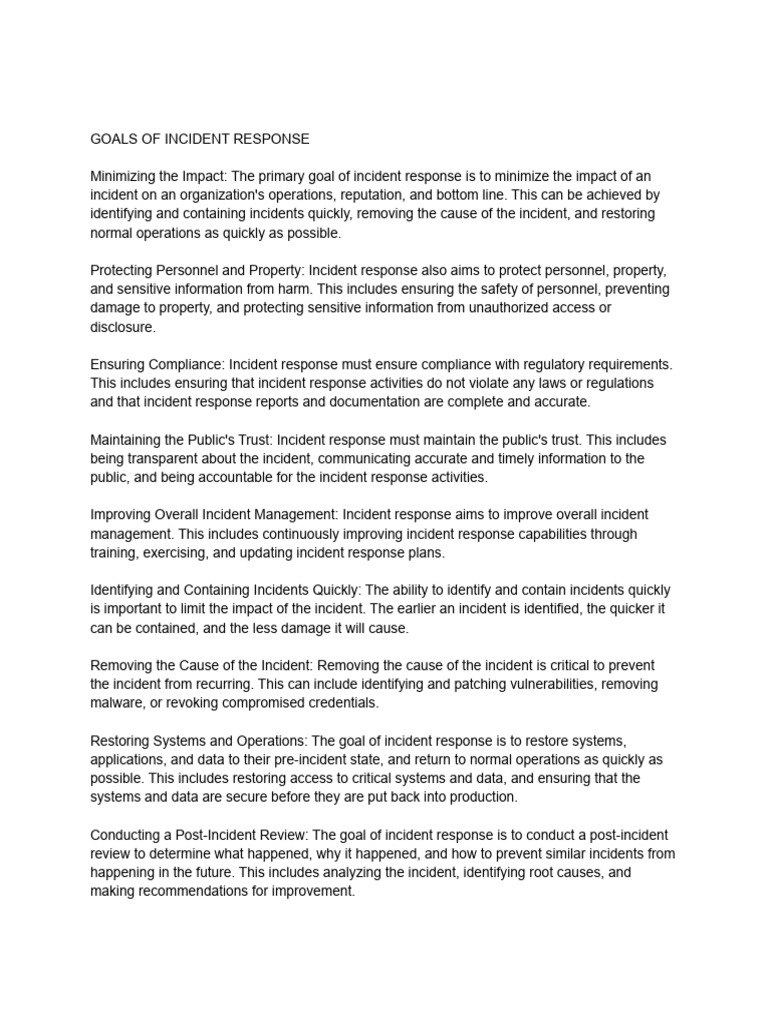 Incident Response Goals & Phases | PDF | Security | Computer Security