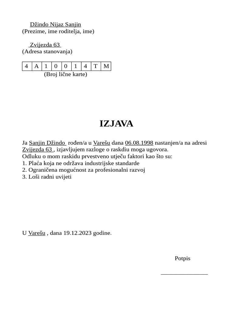 Izjava | PDF