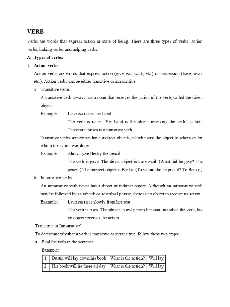 VERB | PDF | Verb | Object (Grammar)