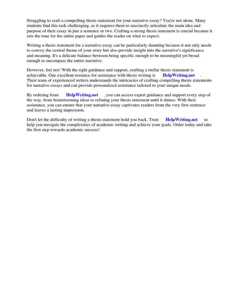 Examples of Thesis Statements For Narrative Essays | PDF | Essays ...