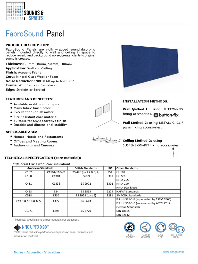 FabroSound Panel TDS | PDF | Technology & Engineering