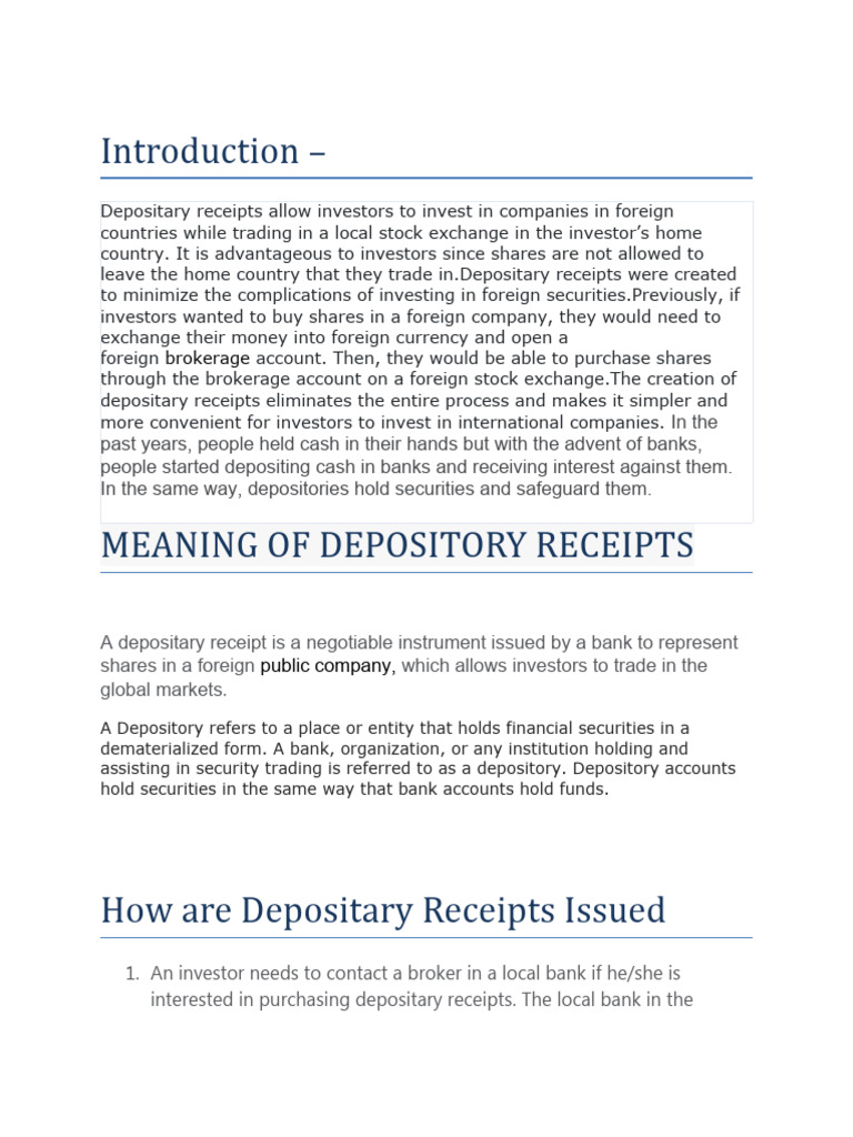 Depository Reciepts | PDF