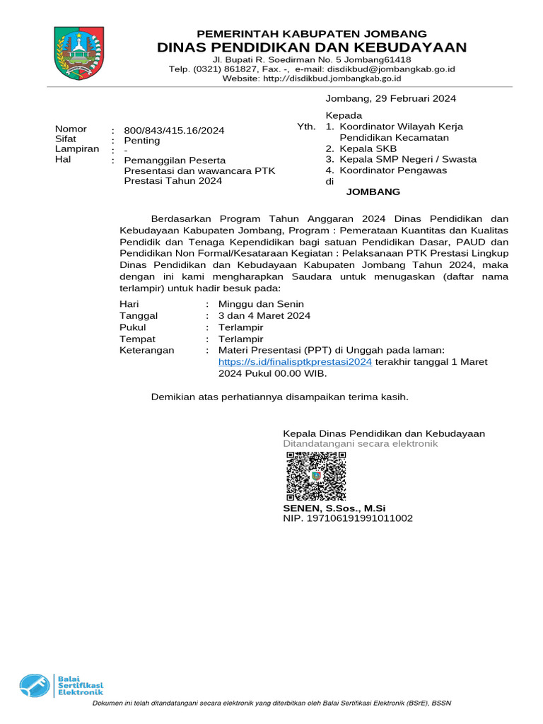 Pemanggilan Peserta PTK Prestasi 2024 | PDF | Kesehatan Holistik