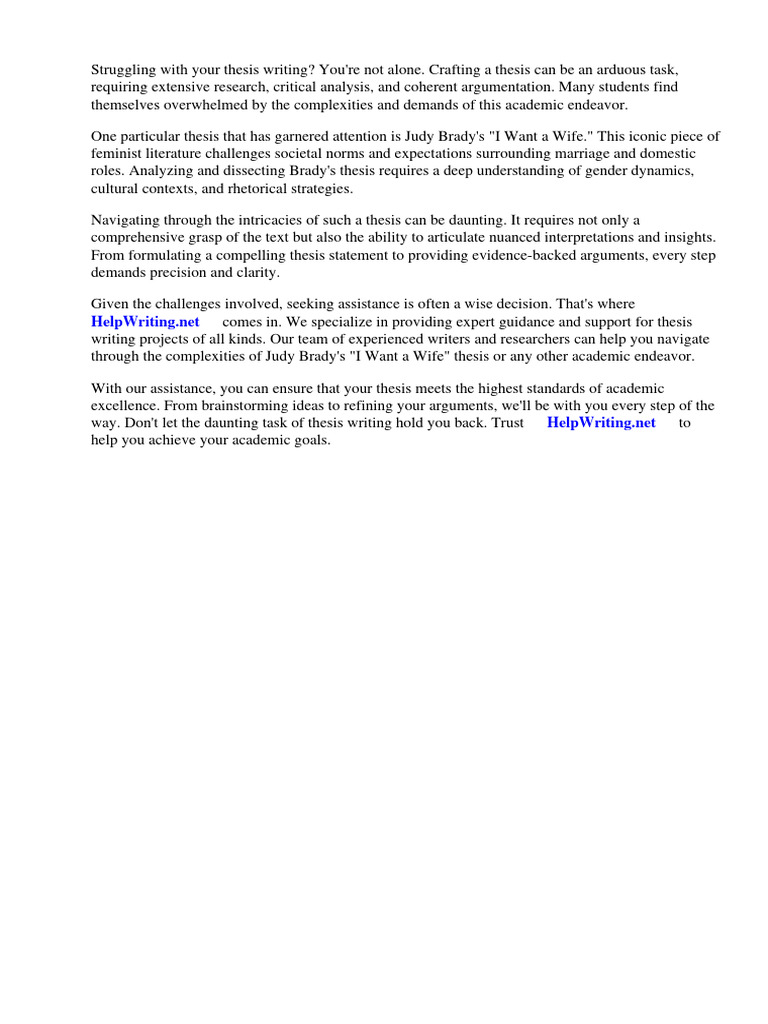 I Want A Wife Judy Brady Thesis | PDF | Social Science