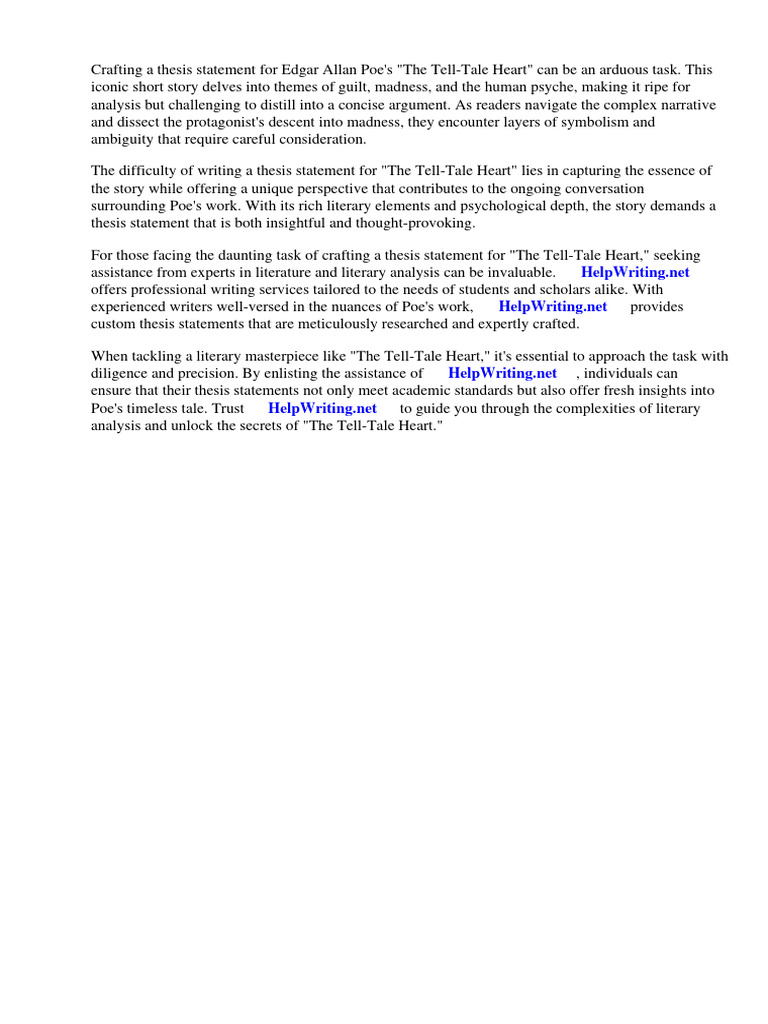 The Tell Tale Heart Thesis Statement | PDF | Essays