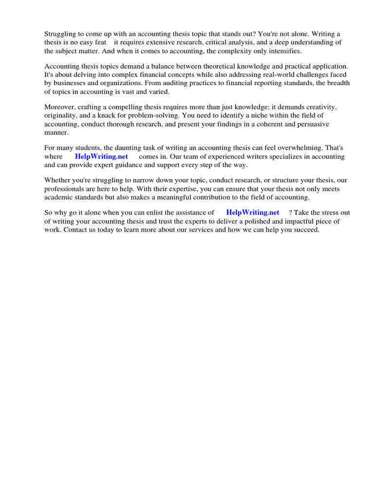 List of Accounting Thesis Title | PDF | Thesis | Accounting