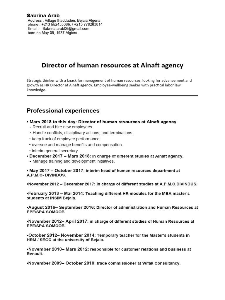 Sabrina Arab | PDF | Human Resource Management | Business