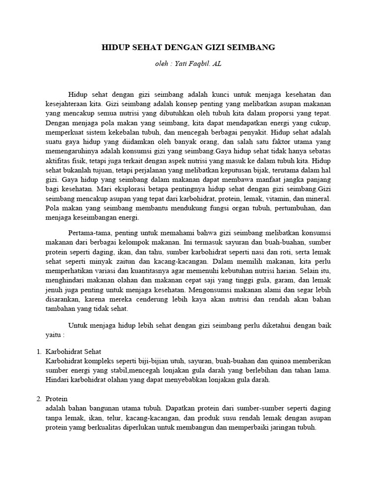 Hidup Sehat Dengan Gizi Seimbang | PDF Hidup Sehat Dengan Gizi Seimbang | PDF