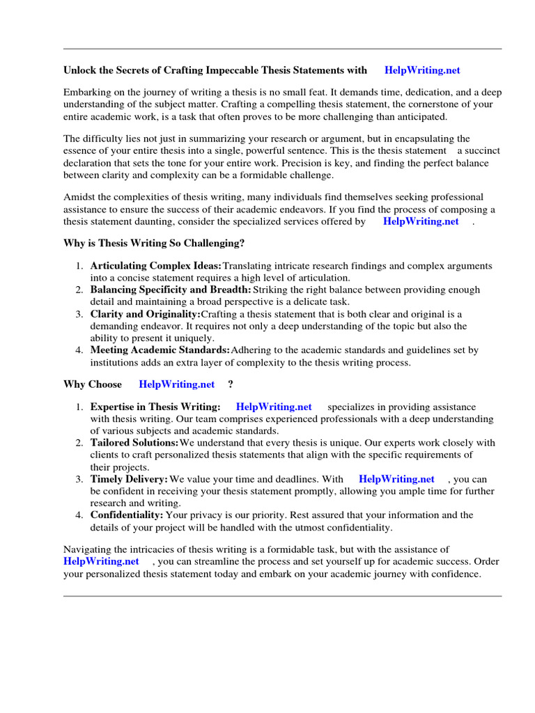Master Thesis Statement Writing Tips | PDF | Essays | Thesis