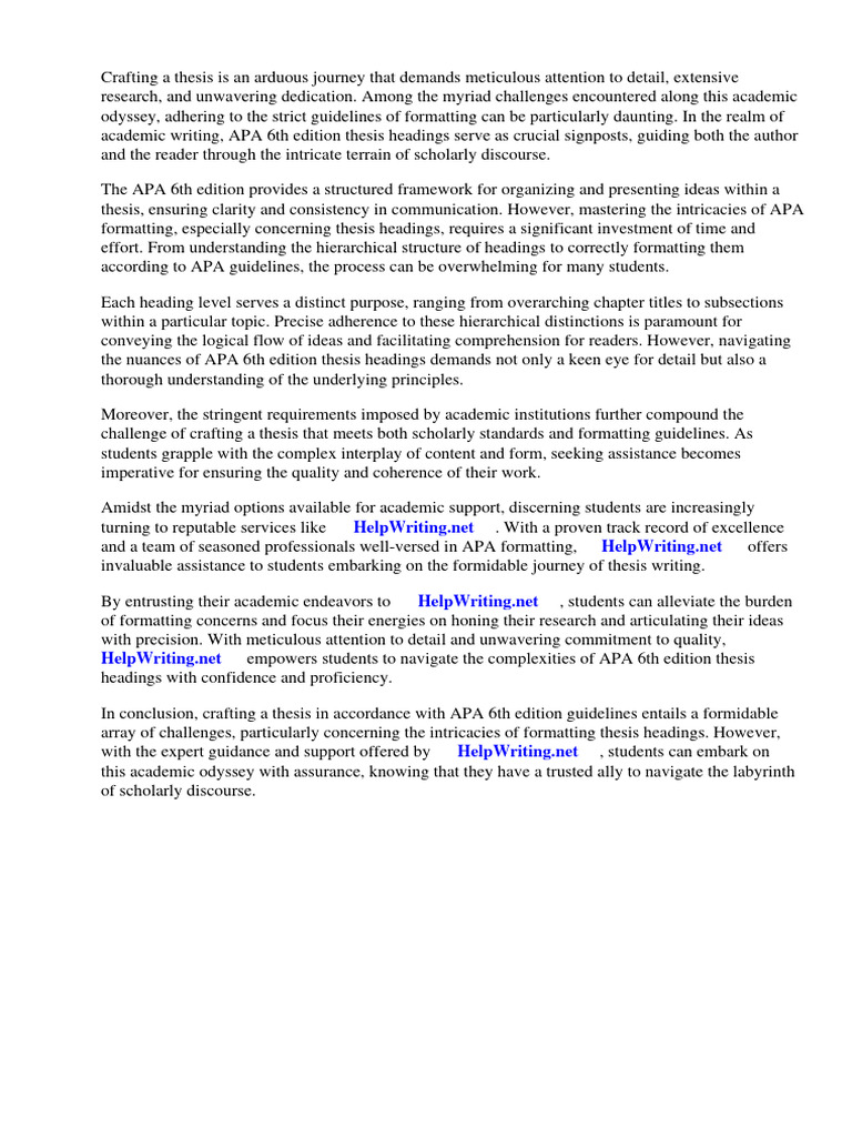 Apa 6th Edition Thesis Headings | PDF | Apa Style | Writing