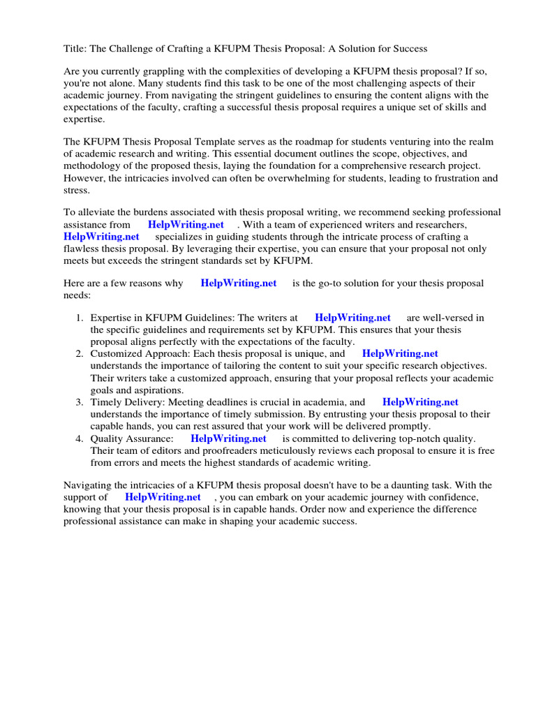 Kfupm Thesis Proposal Template | PDF | Thesis | Methodology