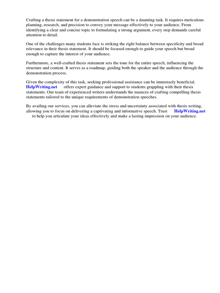 Example of A Thesis Statement For A Demonstration Speech | PDF | Essays ...