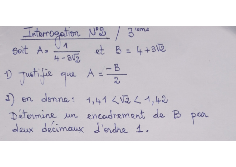 Interrogation Écrite N°2 Du Second Trimestre Maths 3ième by Tehua | PDF