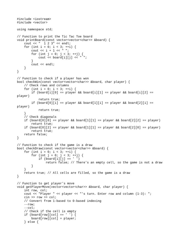 Tic Tac Toe Pdf Computer Programming Software Engineering