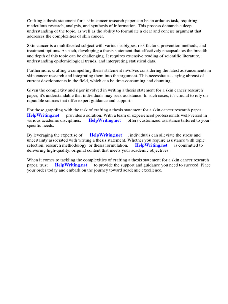 Thesis Statement For Skin Cancer Research Paper | PDF