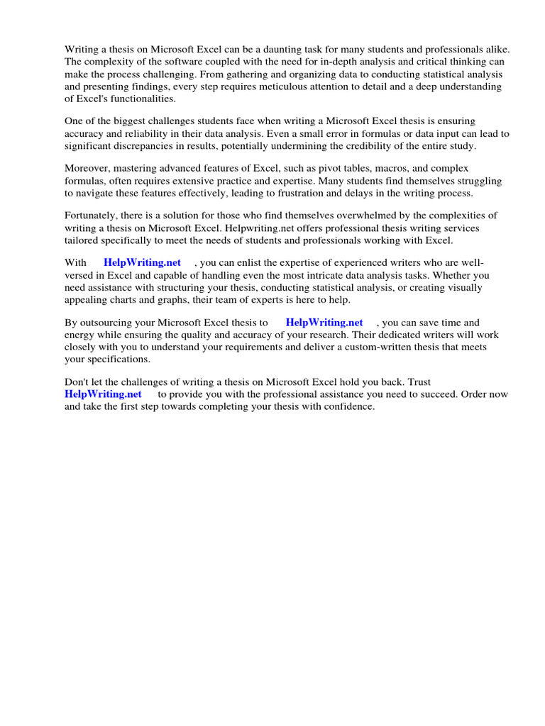 Microsoft Excel Thesis | PDF | Microsoft Excel | Spreadsheet Microsoft Excel Thesis | PDF | Microsoft Excel | Spreadsheet