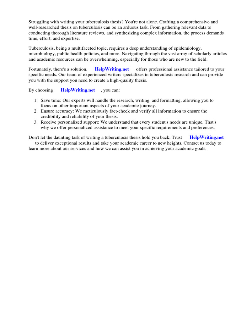 Tuberculosis Thesis PDF | PDF