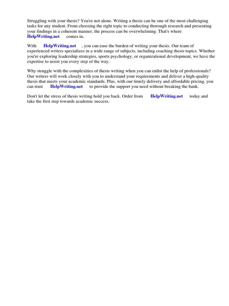 Coaching Thesis Topics | PDF | Career & Growth