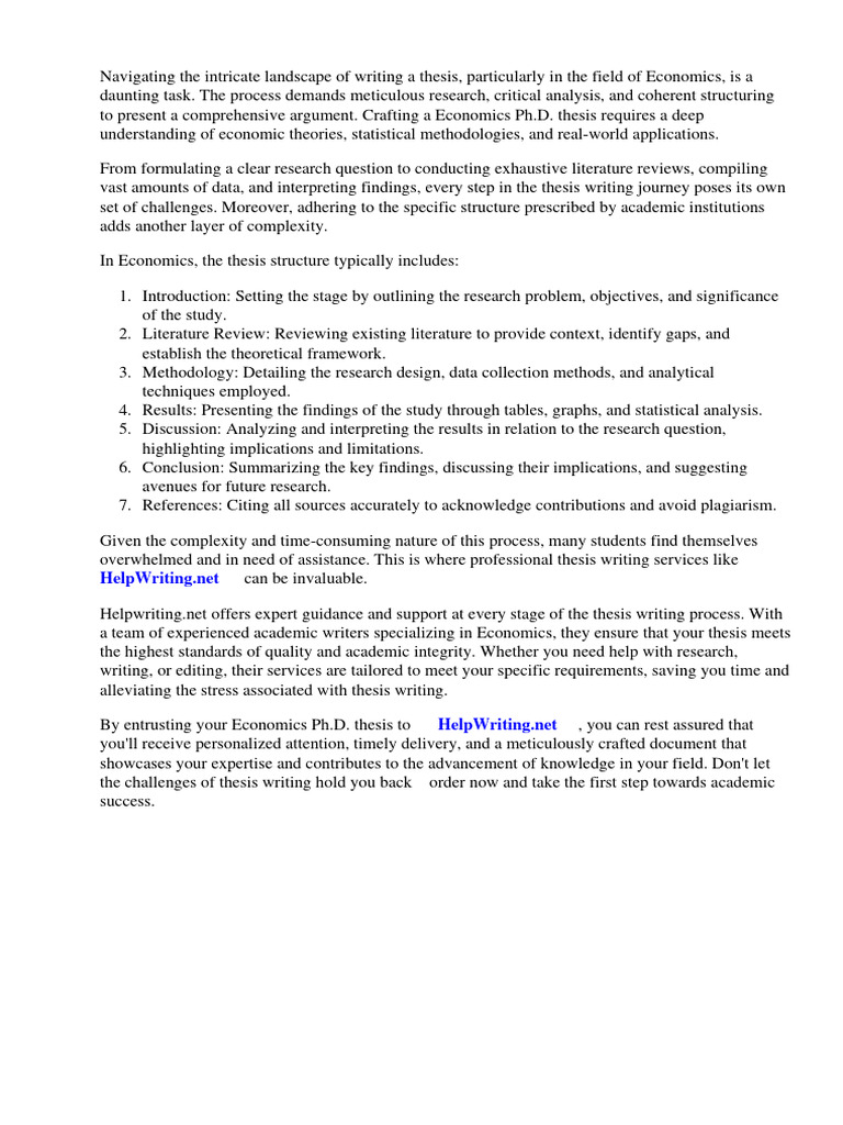 Economics PHD Thesis Structure | PDF