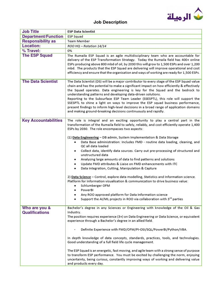 JD - ESP Data Scientist | PDF