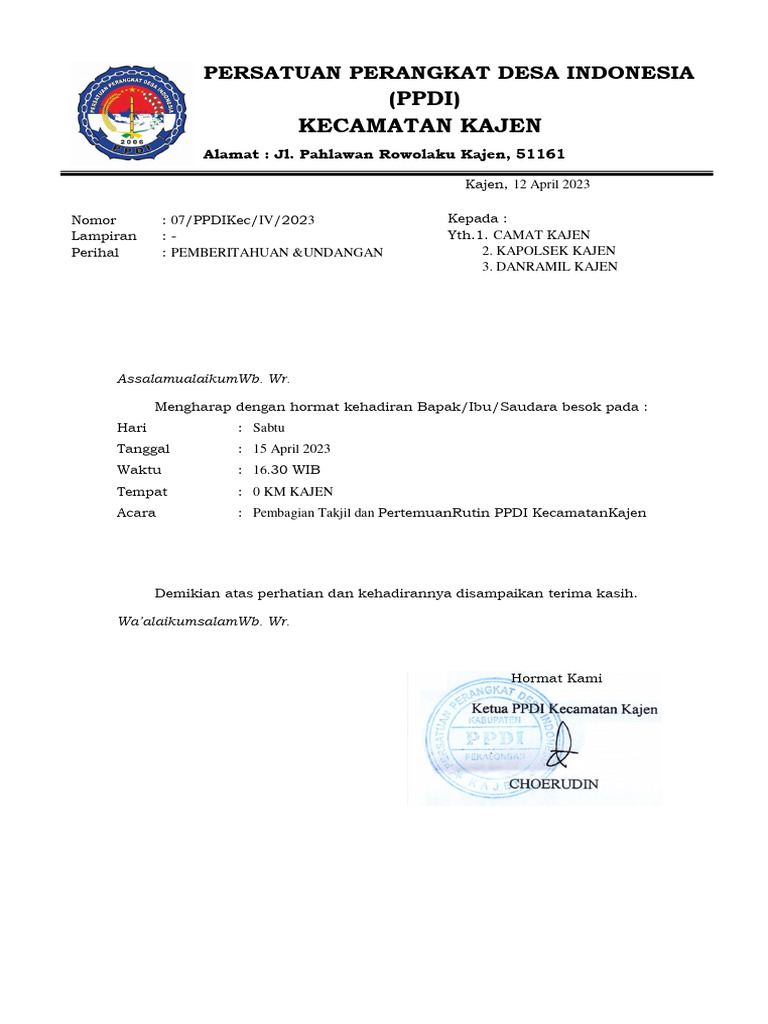 Surat Pemberitahuan PPDI | PDF
