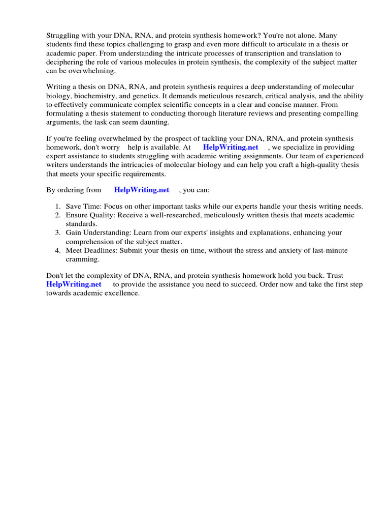 Dna Rna Protein Synthesis Homework 3 | PDF | Science & Mathematics ...