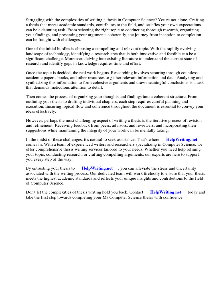 Ms Computer Science Thesis Topics | PDF | Thesis | Computer Science