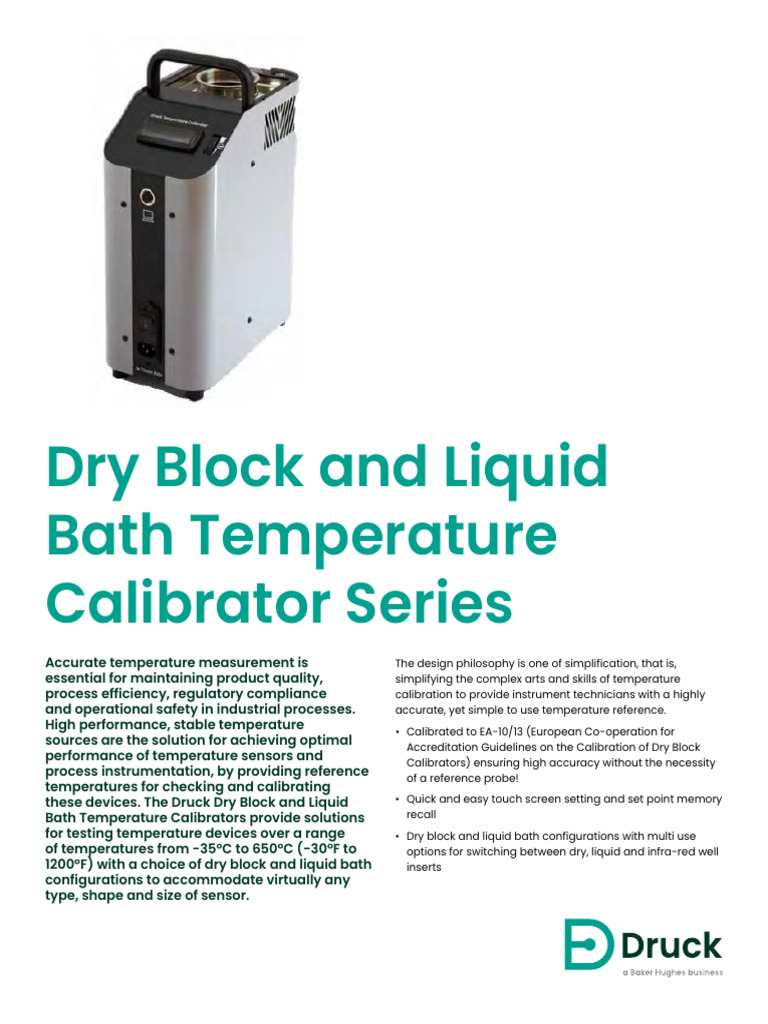 Druck Dry Block and Liquid Bath Temperature Calibrator Series Datasheet ...
