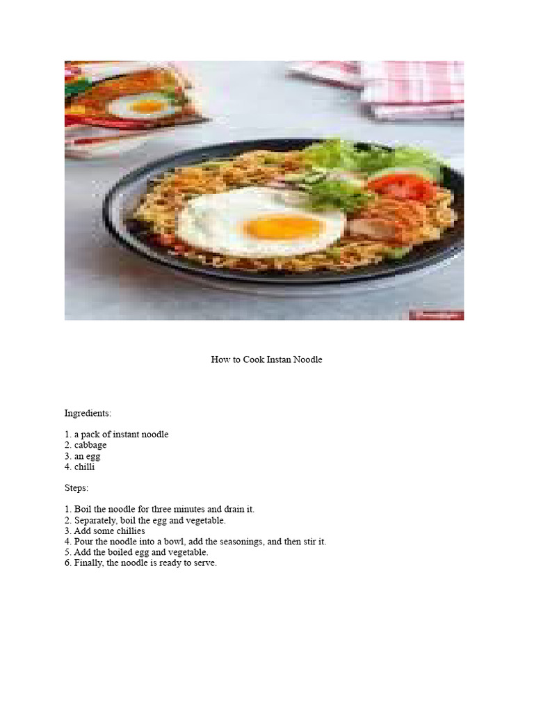 How to Cook Instan Noodle | PDF