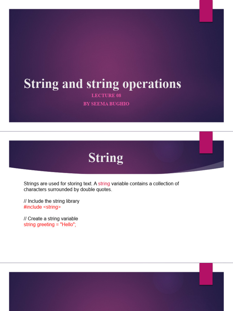 Lec8 String Operations | PDF Lec8 String Operations | PDF