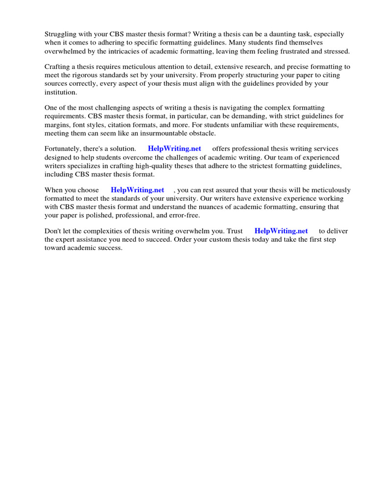 Cbs Master Thesis Format | PDF