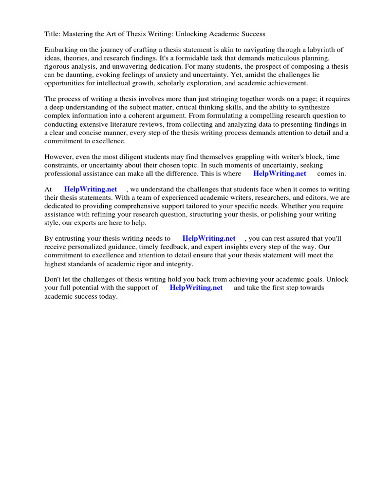 Thesis Writing Mastery for Students | PDF | Thesis | Essays