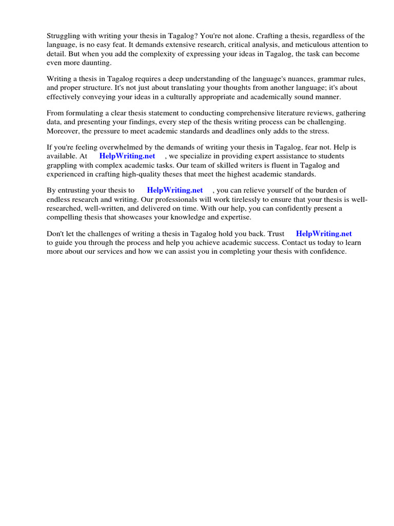 Sample Thesis Sa Tagalog | PDF | Tagalog Language | Thesis