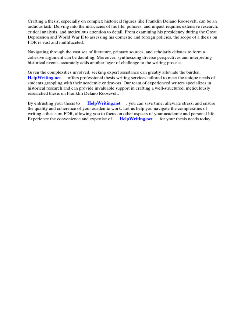 Franklin Delano Roosevelt Thesis Statement | PDF | Franklin D. Roosevelt | New Deal