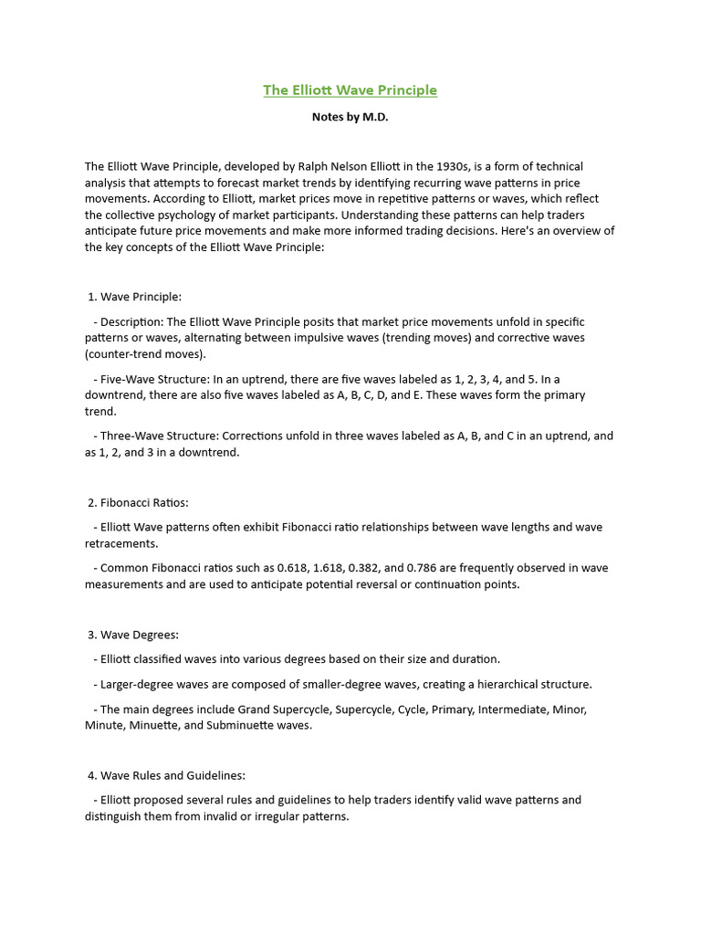 The Elliott Wave Principle - Notes | PDF | Technical Analysis | Analysis