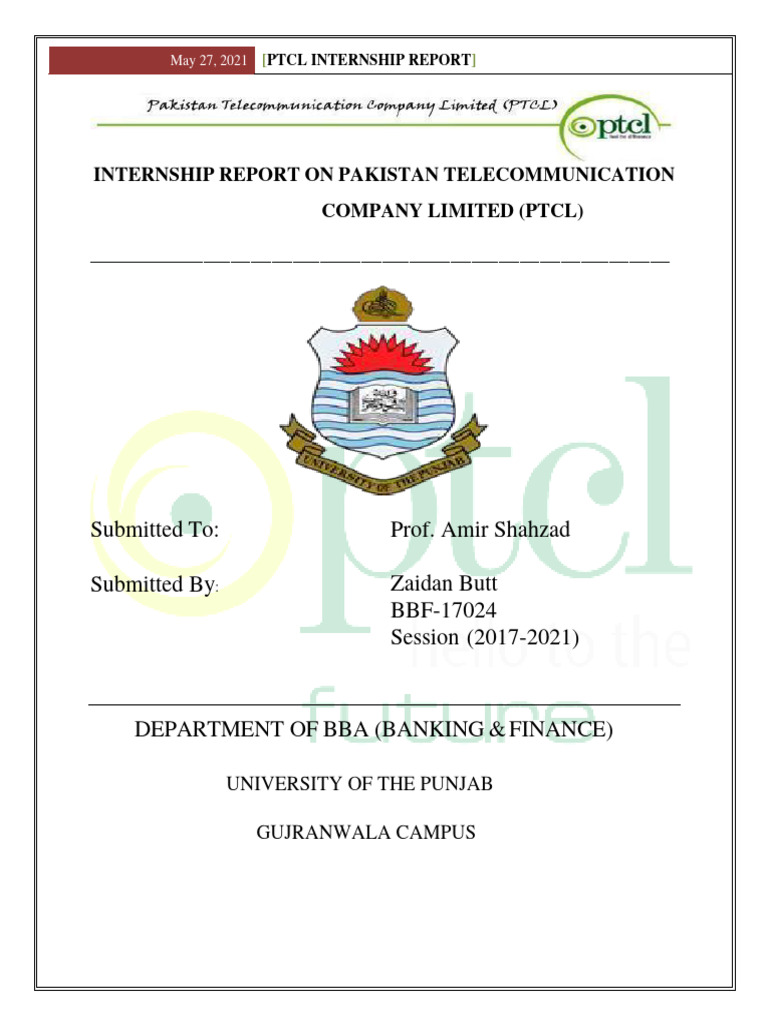 PTCL Internship Report Summary | PDF | Telecommunications | Service Industries