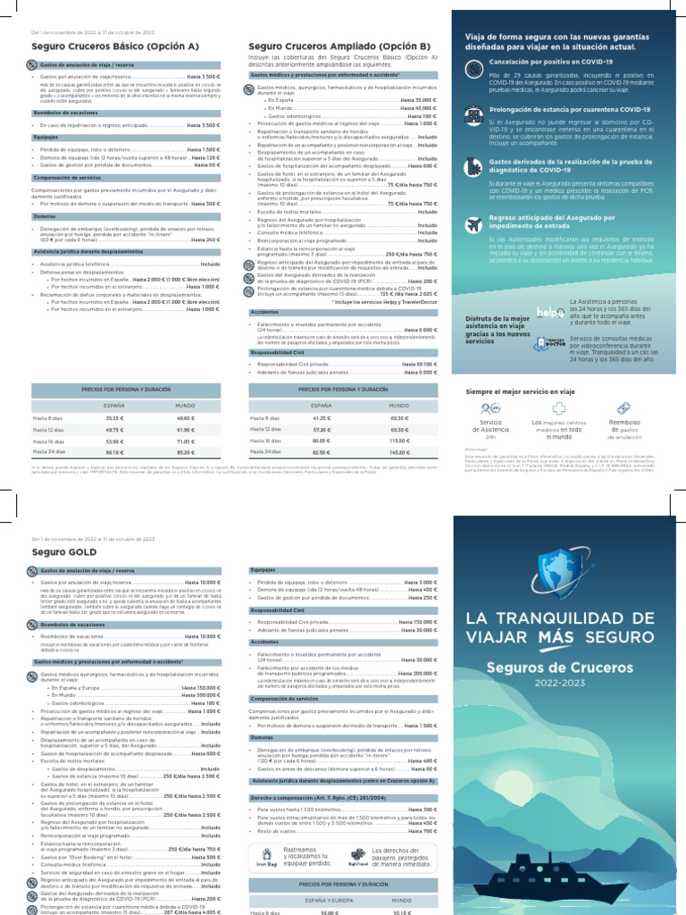 TRIPTICO SEGURO Cruceros | PDF | Póliza de seguros