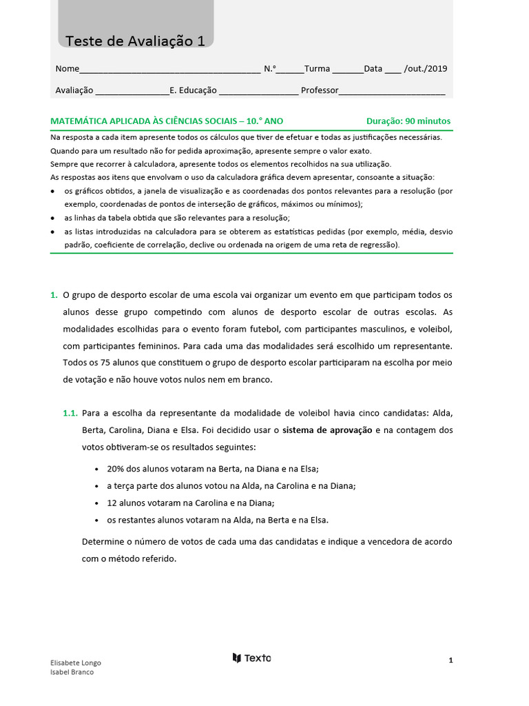 Votação e Métodos de Seleção em Eventos Escolares | PDF