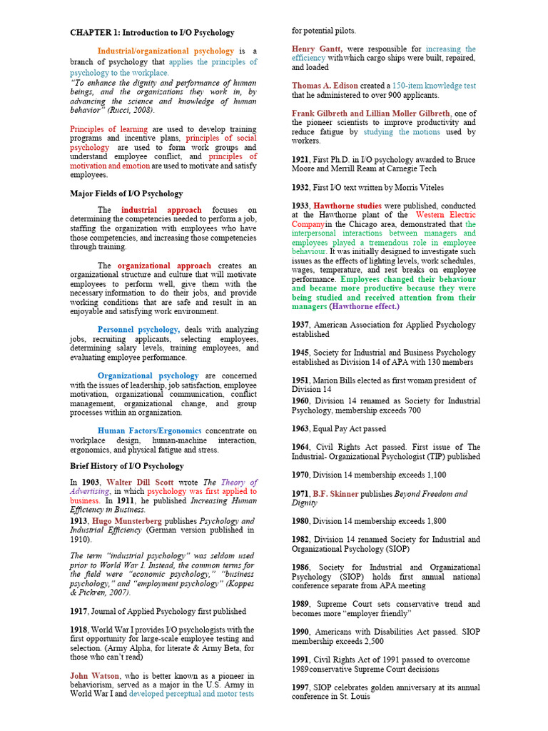 IO Psych | PDF | Industrial And Organizational Psychology | Psychology
