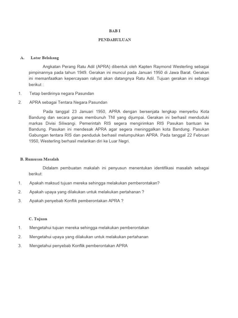 Pemberontakan APRA di Bandung 1950 | PDF