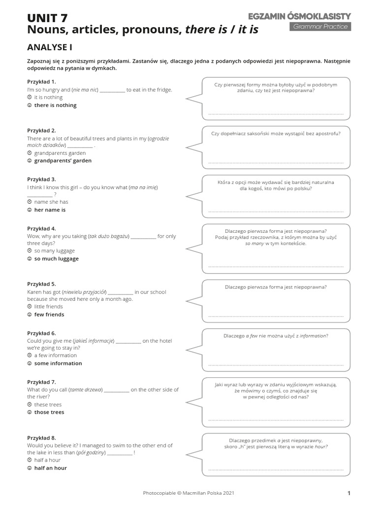 Grammar Practice UNIT 7 (Wersja Edytowalna) | PDF