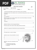 Gr.11 Topic Test Excretion | PDF | Kidney | Abdomen