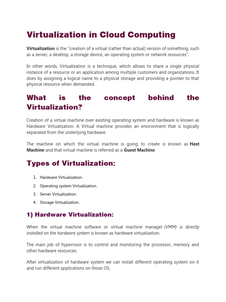 Virtualization in Cloud Computing Unit IV | PDF | Virtualization | Virtual Machine