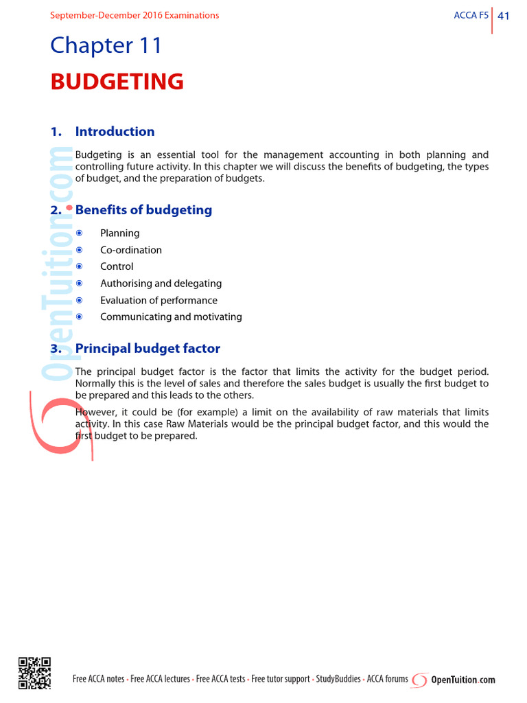 ACCA F5ch11 | PDF | Budget | Top Down And Bottom Up Design