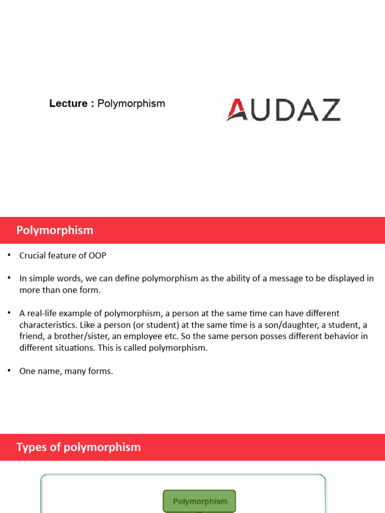 Polymorphism | PDF | Class (Computer Programming) | Inheritance (Object Oriented Programming)