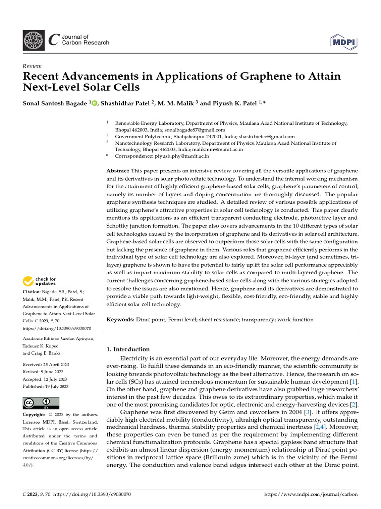 Carbon 09 00070 | PDF | Graphene | Electronic Band Structure