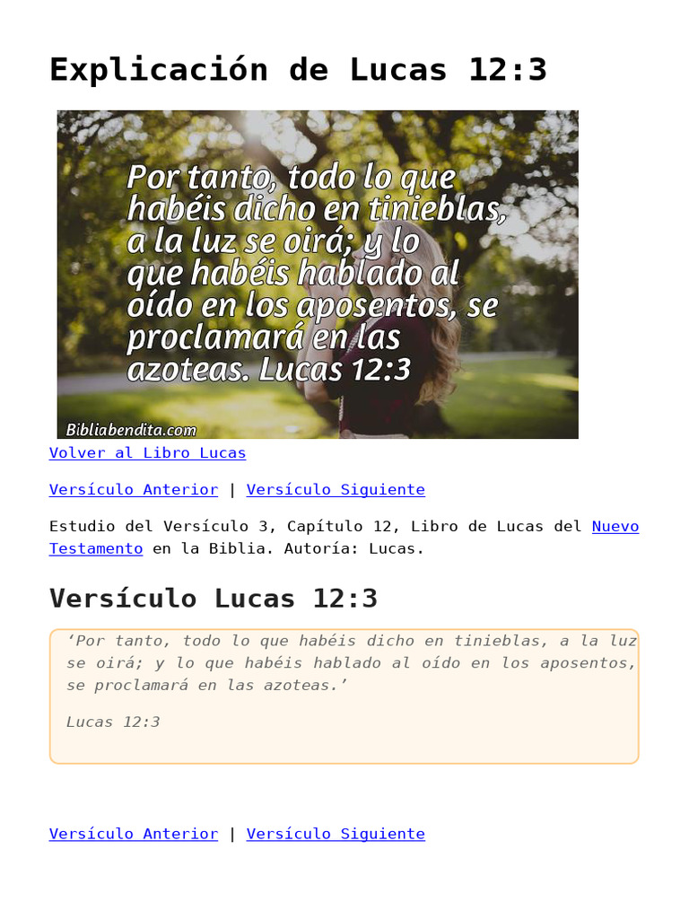 Lucas 12 3 | PDF | Evangelio De Lucas | Biblia