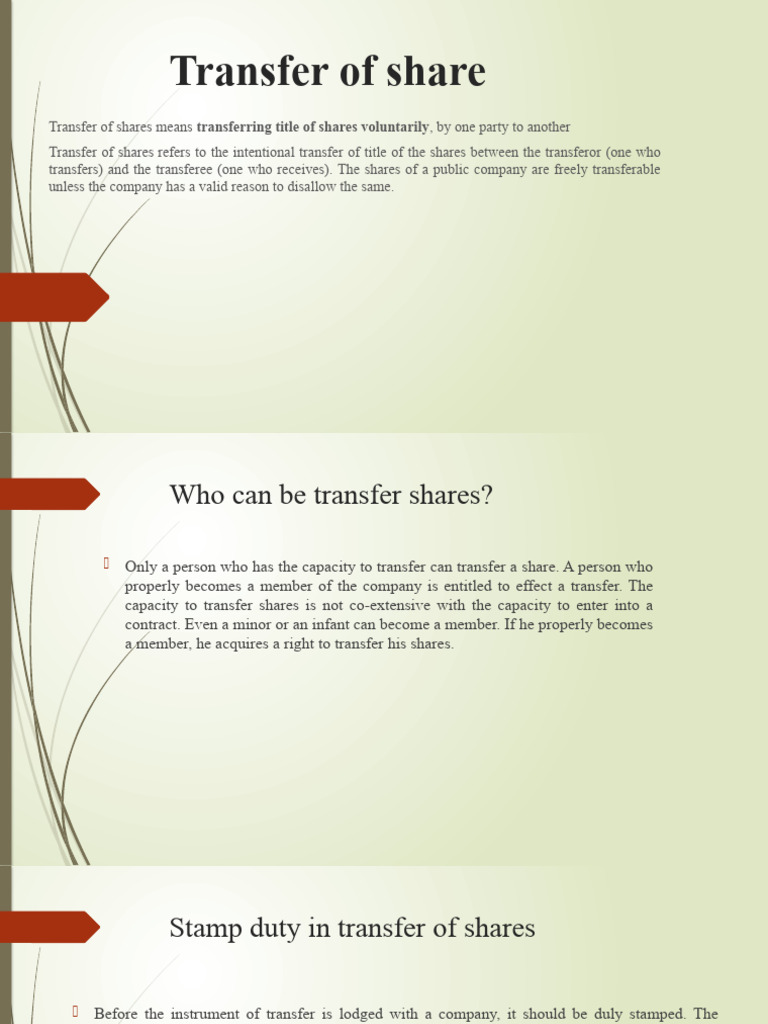 Transfer of Share | Download Free PDF | Securities (Finance) | Business